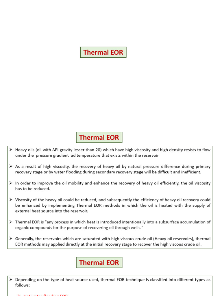EOR Lecture 05 Thermal EOR | PDF | Enhanced Oil Recovery | Petroleum ...