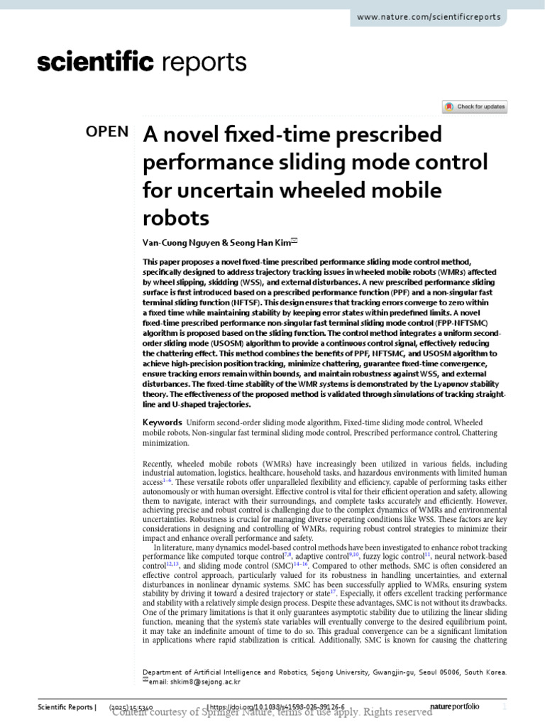 A Novel Fixed-Time Prescribed Performance Sliding | PDF | Stability ...