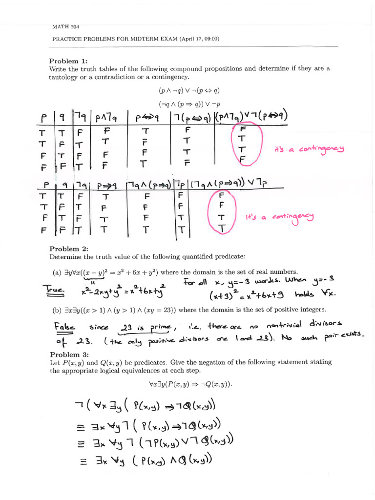 MATH204-Practice Sample 1_solutions | PDF