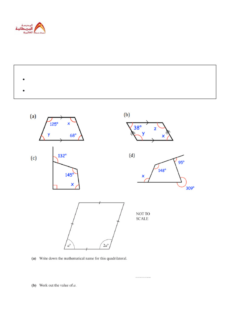 Quadrilaterals Review for Year 8 Math | PDF