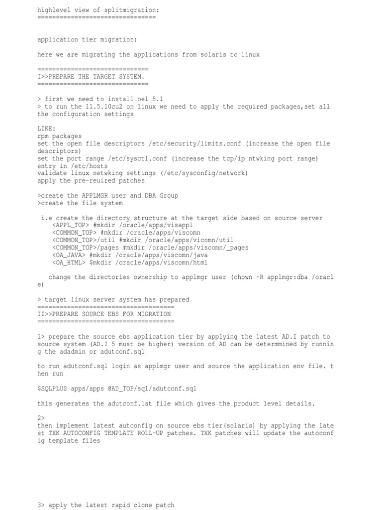 Split Migration Overview | PDF | Oracle Database | Linux