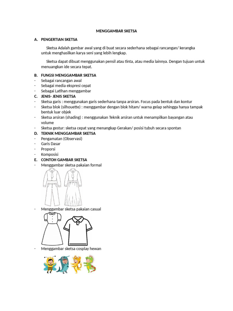 Teknik dan Fungsi Menggambar Sketsa | PDF