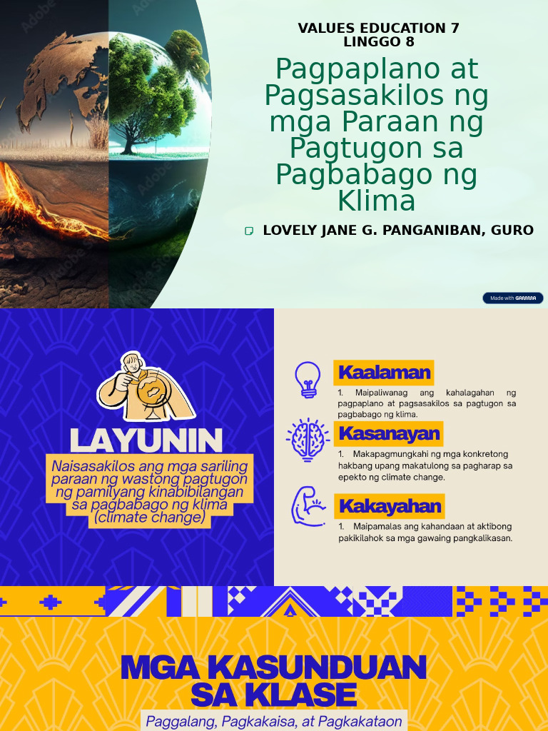Pagpaplano at Pagsasakilos NG Mga Paraan NG Pagtugon Sa Pagbabago NG ...