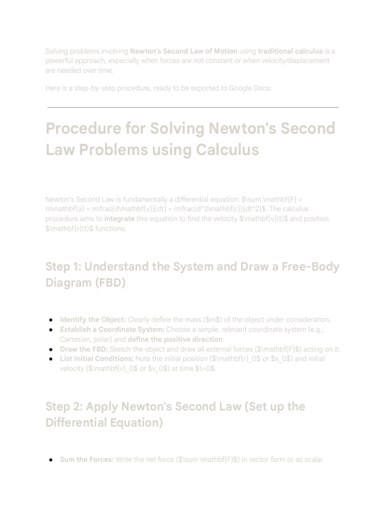Create A Step by Step Procedure in Solving For Ne... | PDF | Force ...