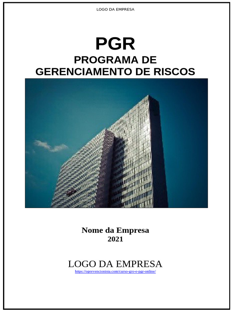 Modelo de PGR Pronto e Completo | PDF | Avaliação de risco