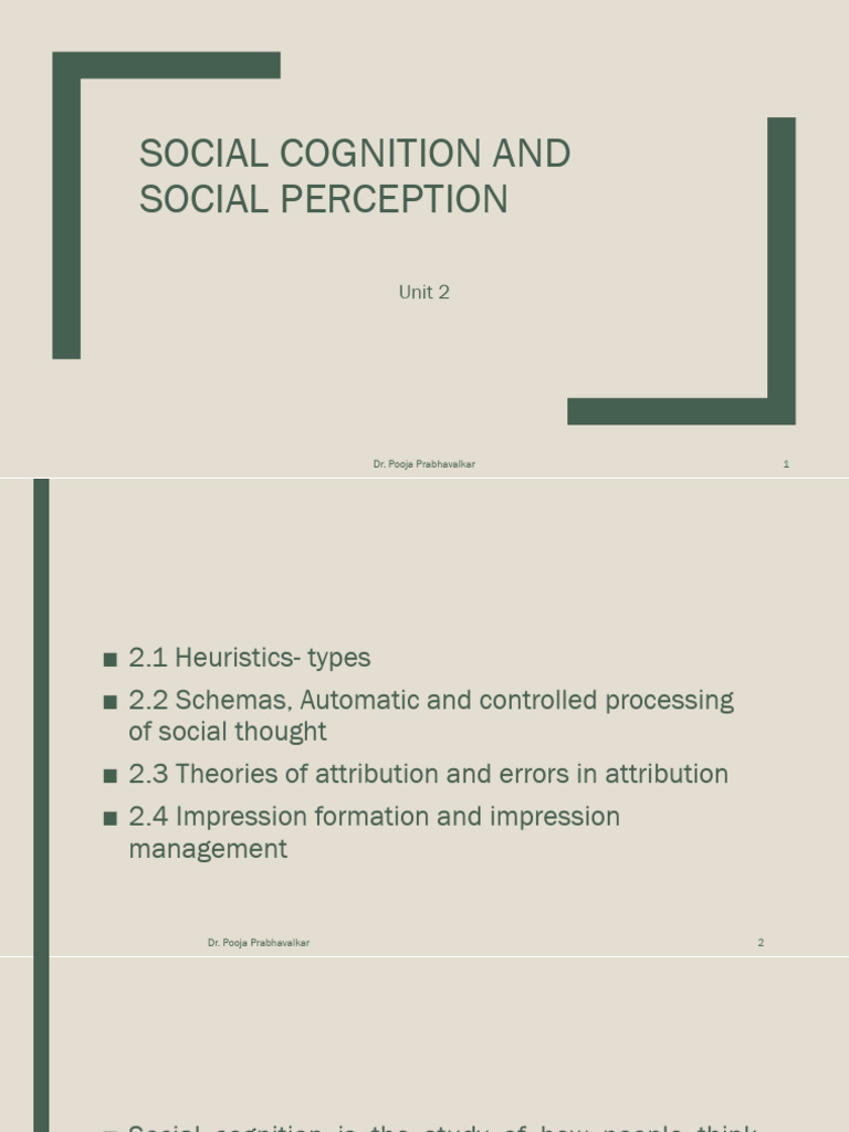 Social Cognition: Heuristics and Perception | PDF | Schema (Psychology ...