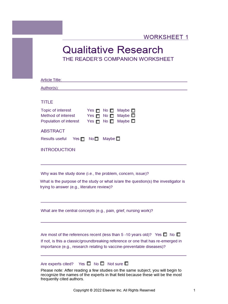 Qualitative Research Worksheet With Entry - Edited | PDF | Qualitative ...