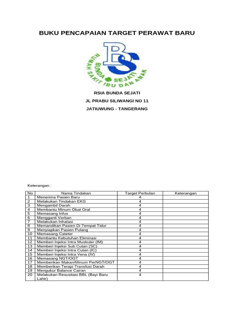 Buku Pencapaian Target Perawat Baru 2 Oke | PDF