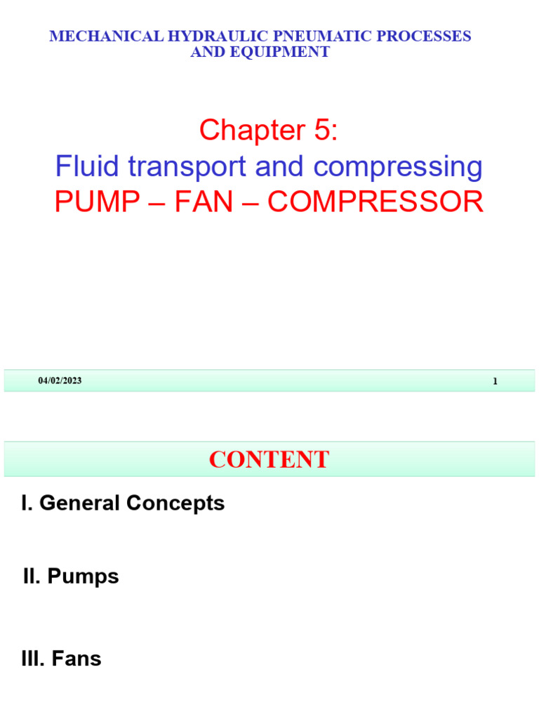 Fluid Transport: Pumps, Fans, Compressors | PDF | Pump | Equipment