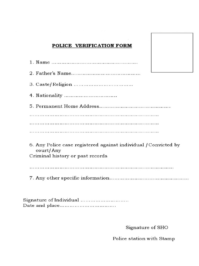 Police Verification Form | PDF