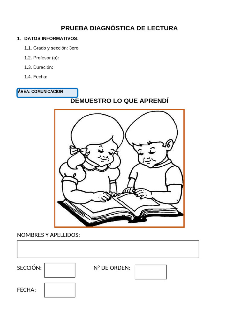 Prueba Diagnóstica de Lectura 3ero | PDF | Osos