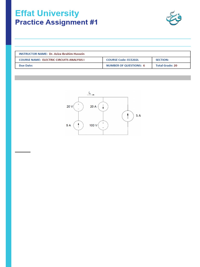 Practice Assignment 1 ECE 202L - F25 | PDF | Electrical Network | Resistor