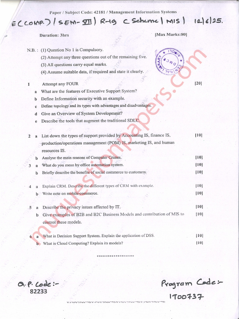 Be Computer Engineering Semester 7 2025 May Iloc I Management ...