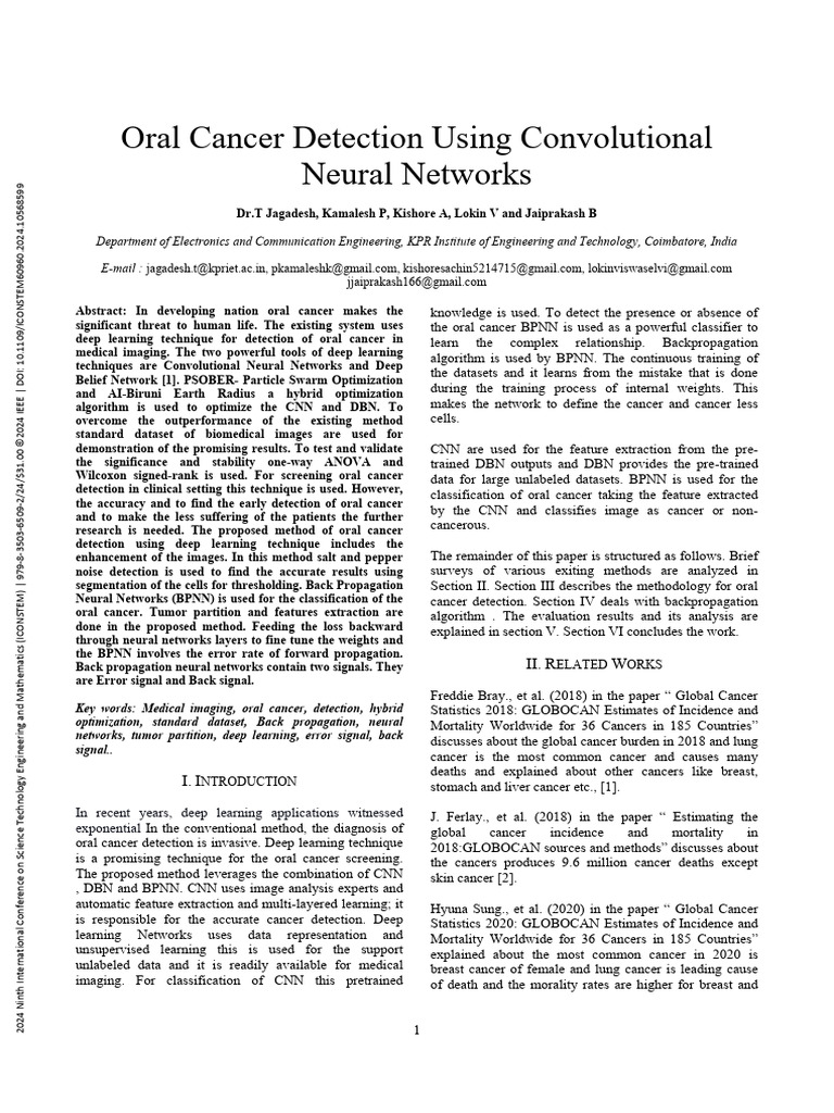 Oral Cancer Detection with Deep Learning | PDF | Deep Learning | Image ...
