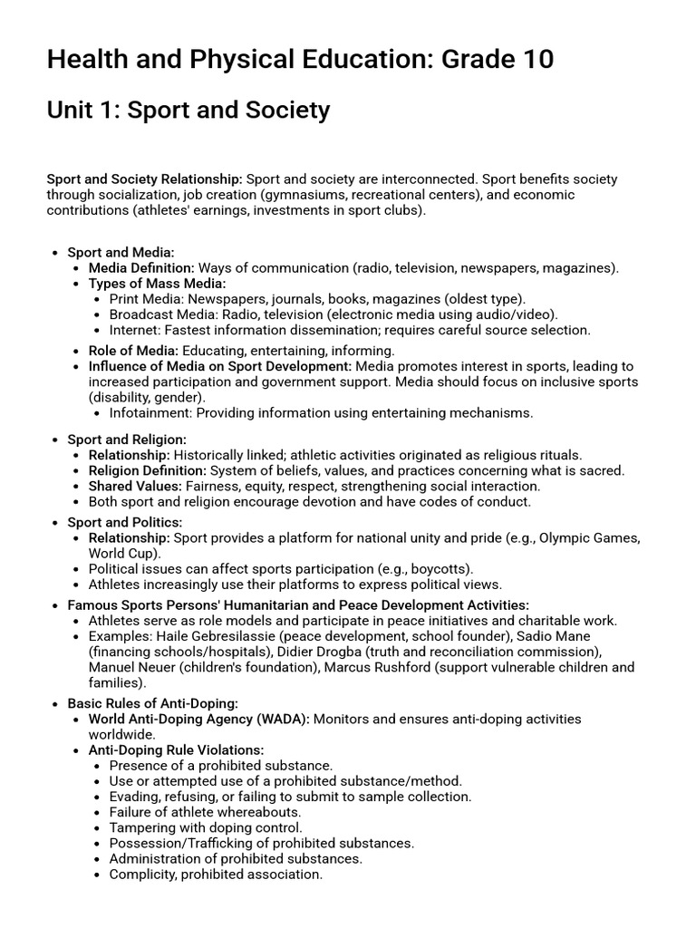 Grade 10 Health & Physical Education Guide | PDF | Strength Training ...