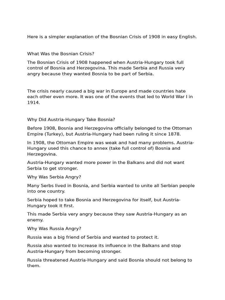 Here Is A Simpler Explanation of The Bosnian Crisis of 1908 in Easy ...