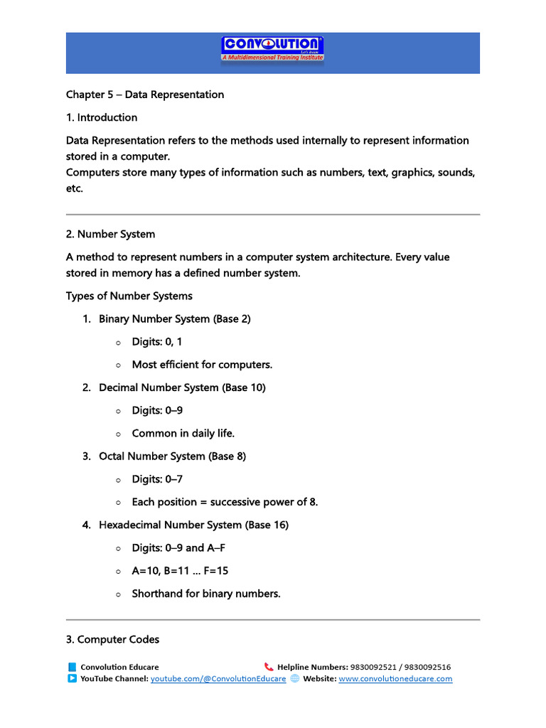 Chapter 5 Data Representation | PDF
