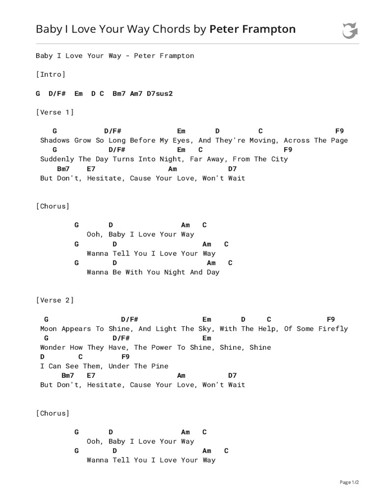 Baby I Love Your Way Chords | PDF