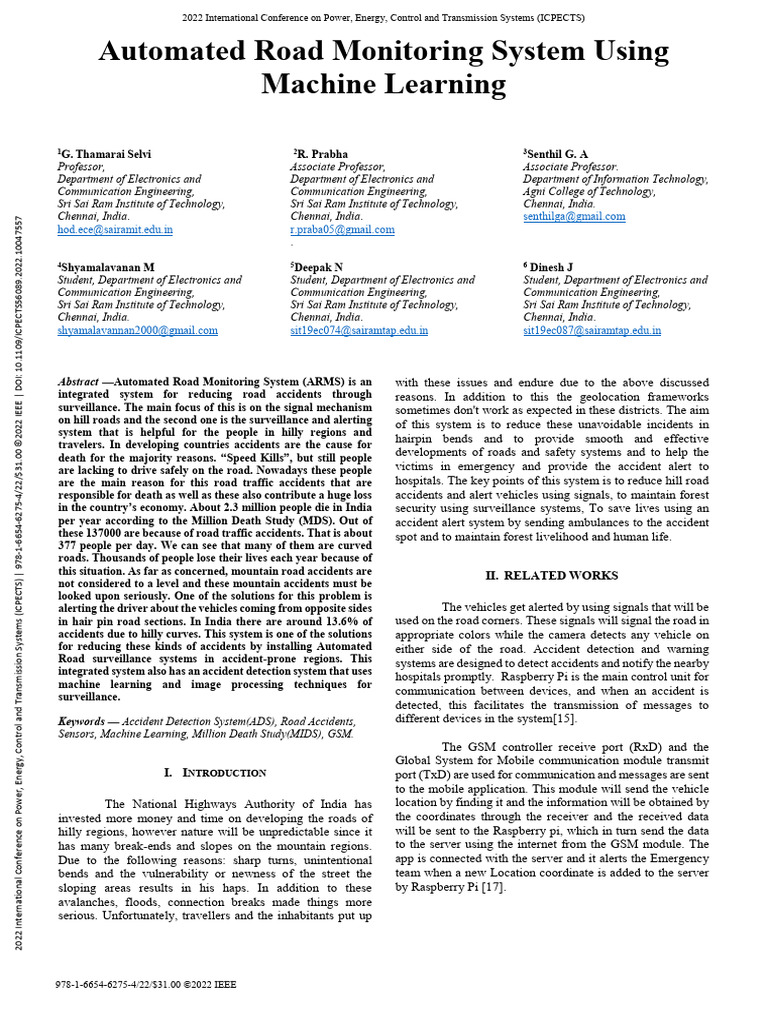 Automated Road Monitoring System | PDF | Internet Of Things | Surveillance