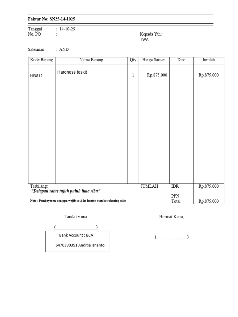 Performa Invoice Twa | PDF