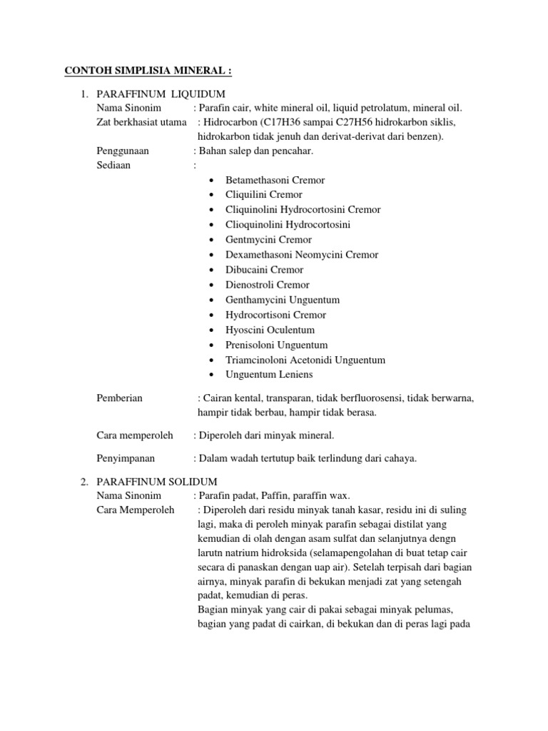 Contoh Simplisia Mineral | PDF