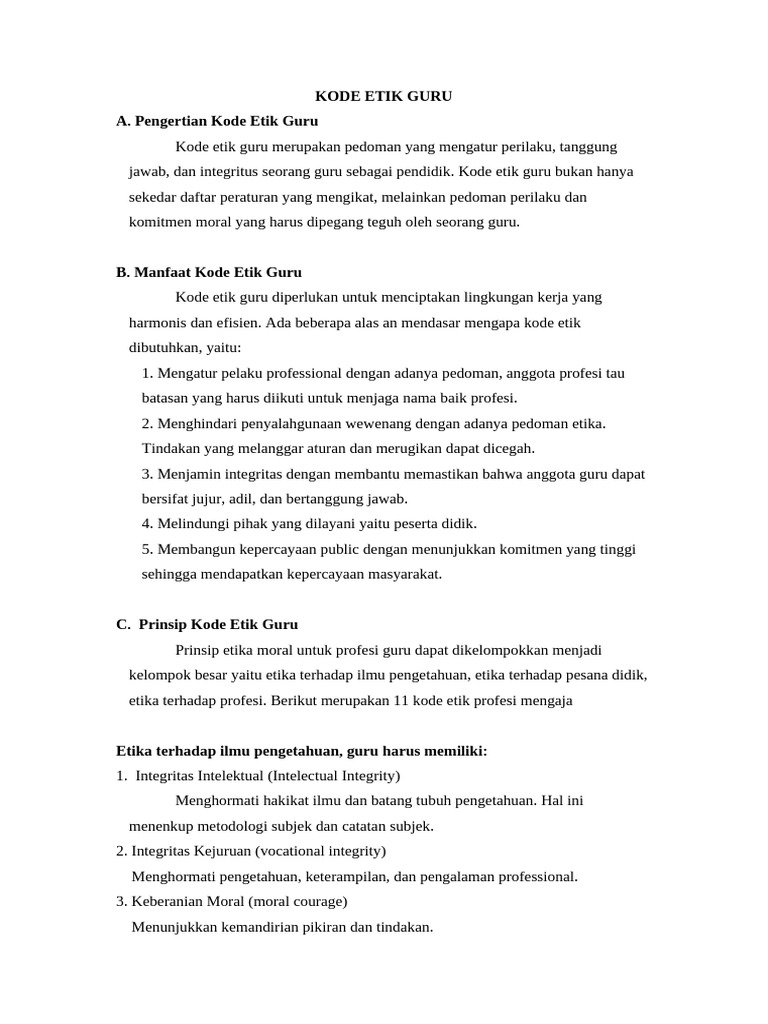 Kode Etik Guru | PDF