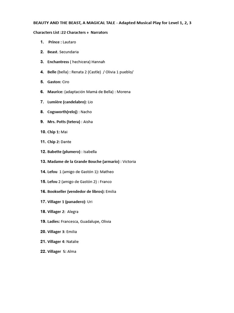Beauty and The Beast - Spring Concert Draft | PDF