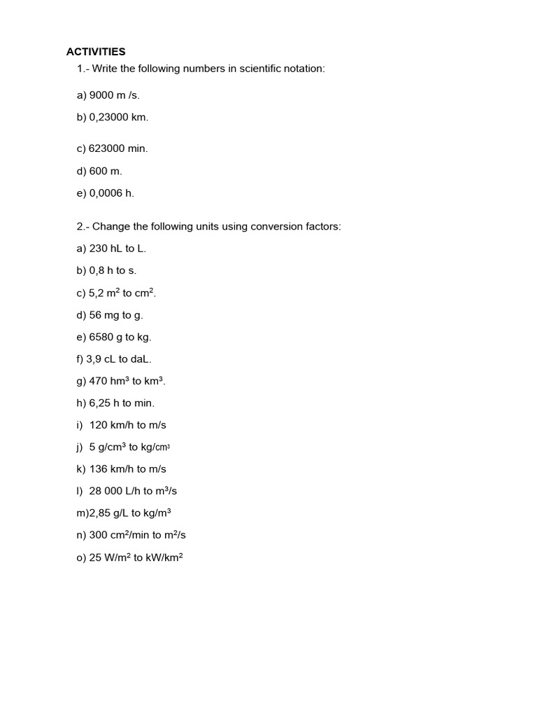 1.activities Scientific Notation Conversion Factors | PDF