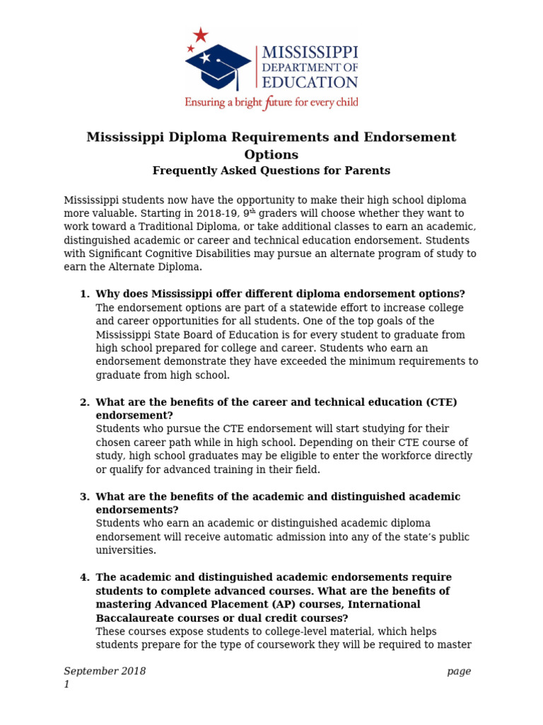 Ms Diploma Faq September 2018 | PDF | Individualized Education Program | Educational Stages