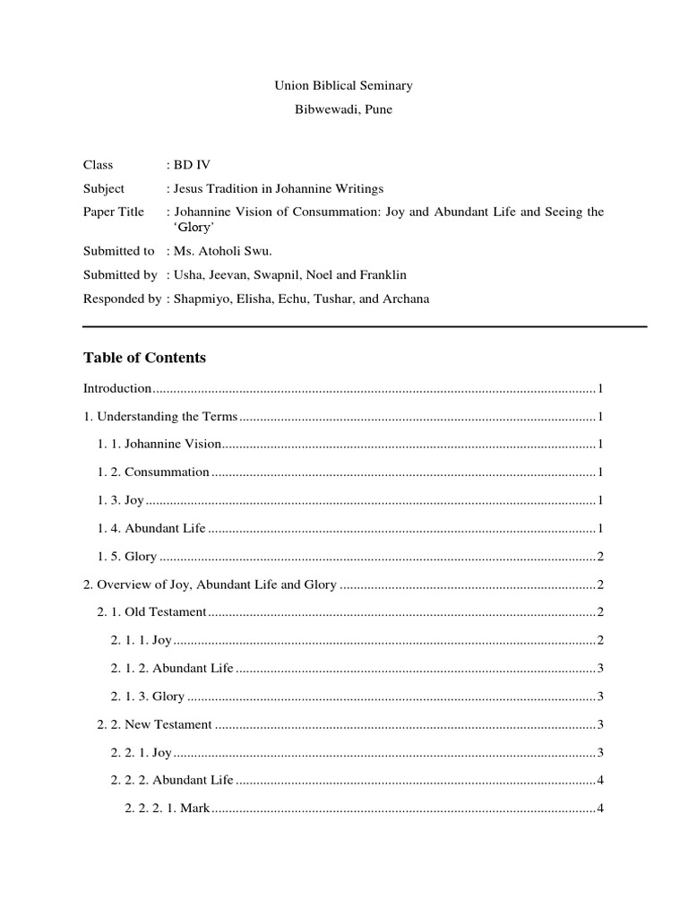 Johannine Vision of Consummation Joy Abu | PDF | Gospel Of John | Jesus
