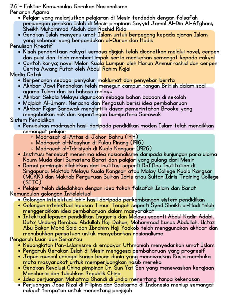 2.6 - Faktor Kemunculan Gerakan Nasionalisme Peranan Agama Pelajar Yang Melanjutkan Pelajaran Di ...