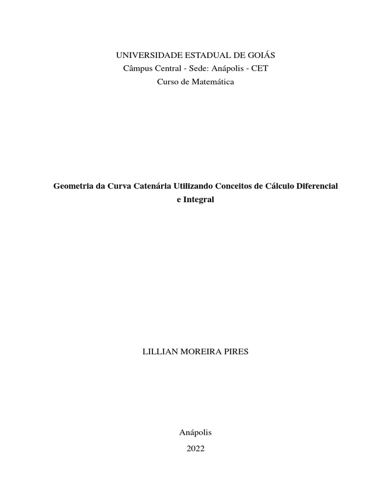 Geometria da Catenária em Cálculo | PDF | Curvatura | Curva