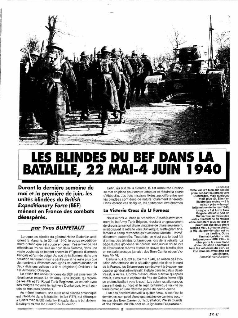 1940 - Les Blindés Du BEF Dans La Bataille - SM05 | PDF
