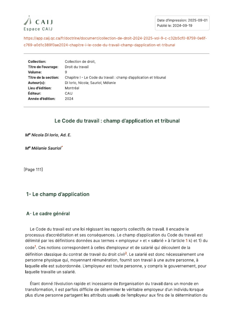 Le Code Du Travail Et Son Administration | PDF