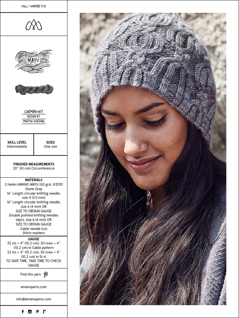 09 - Carmen - Hat 1 | PDF | Knitting | Knitting Needle