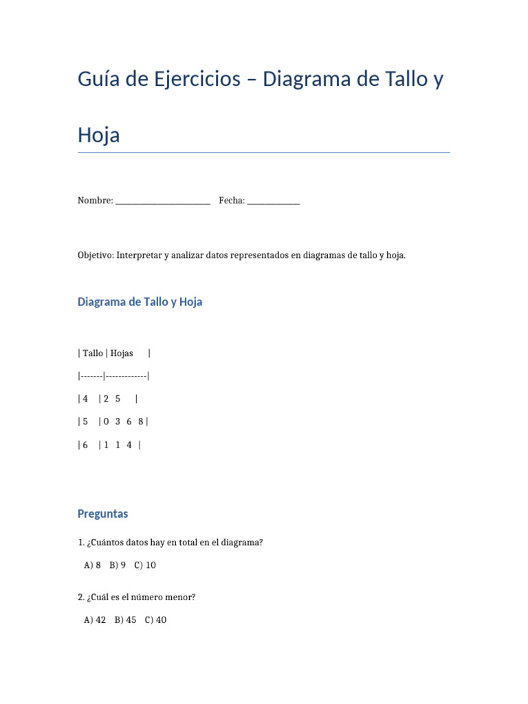 Guia Tallo y Hoja 6B | PDF