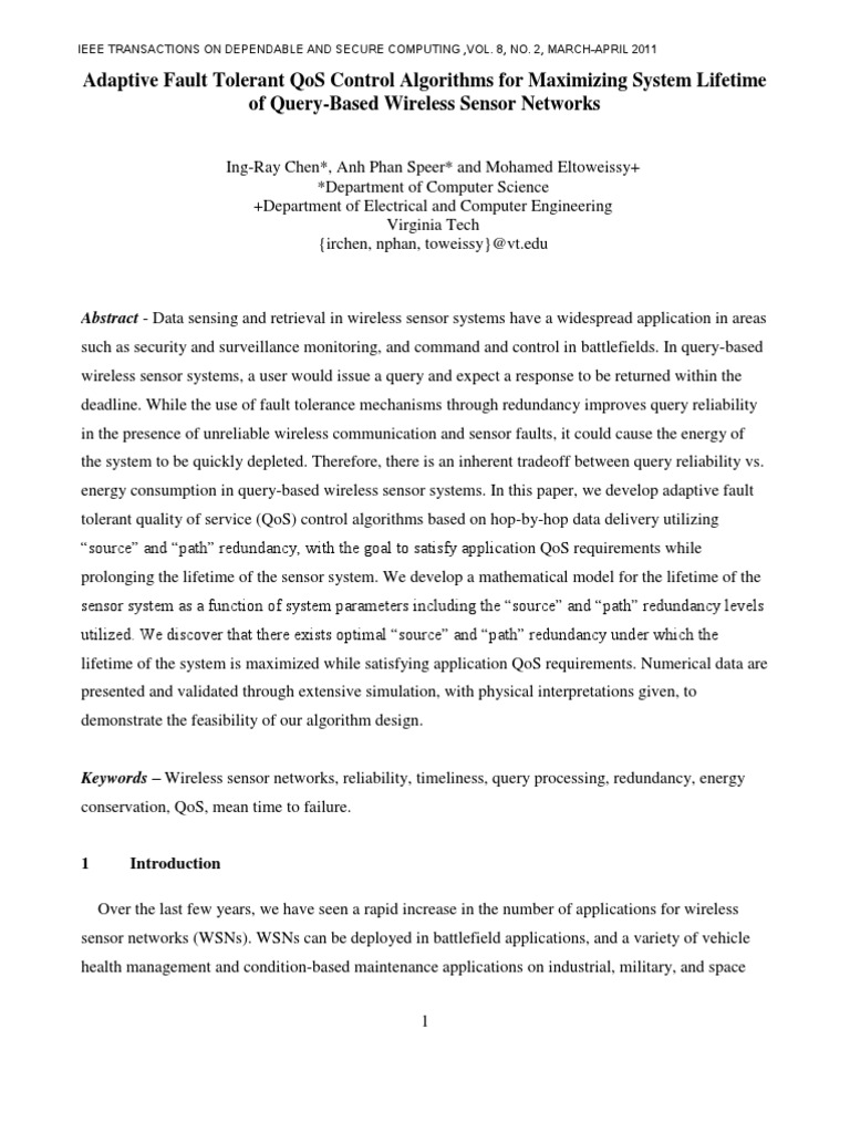 Adaptive Fault Tolerant Qos Control Algorithms For Maximizing System Lifetime of Query-Based ...