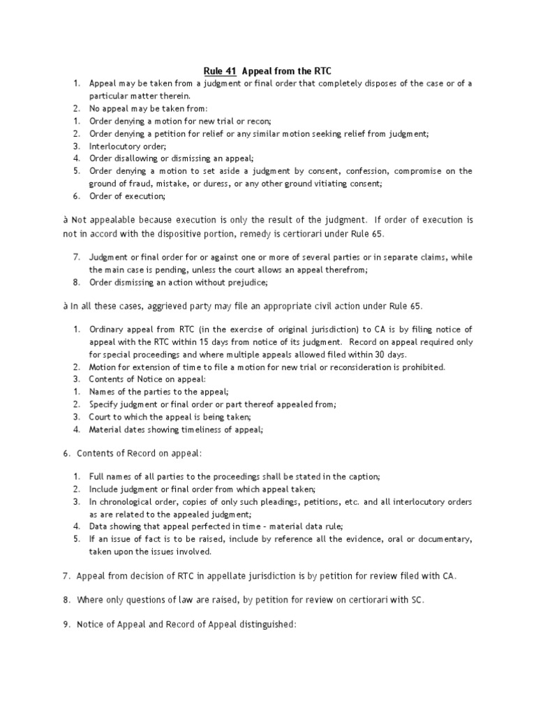 Rule 41-50 Reviewer | PDF | Appeal | Certiorari