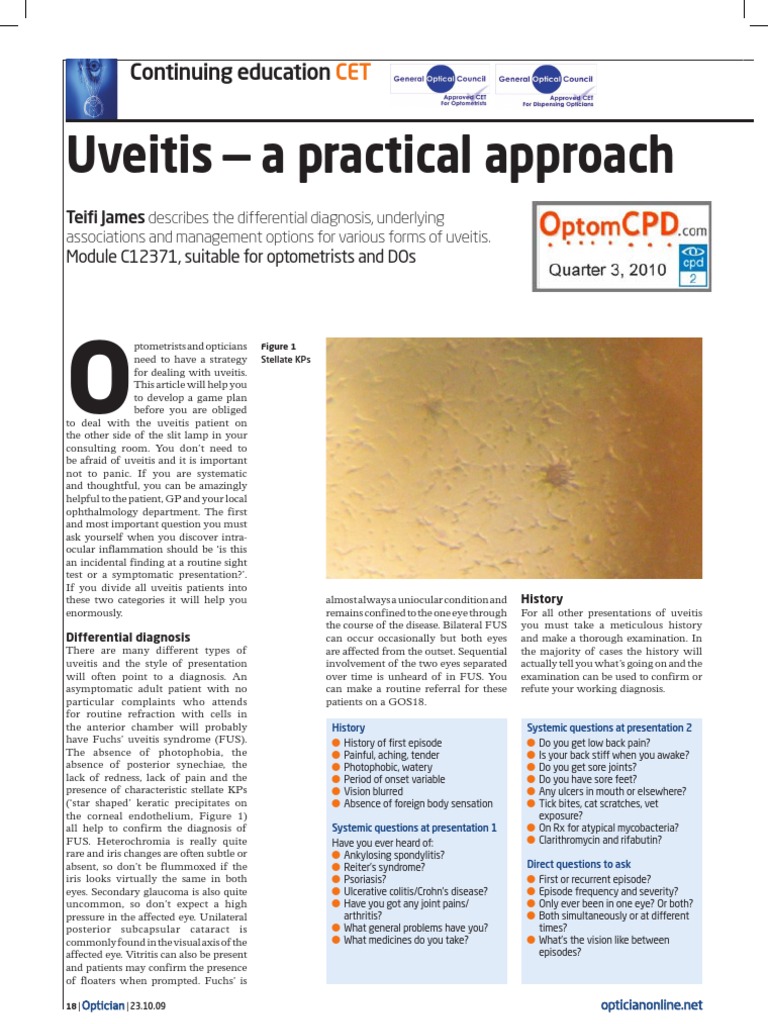 Uveitis Management for Optometrists | PDF | Retina | Visual System