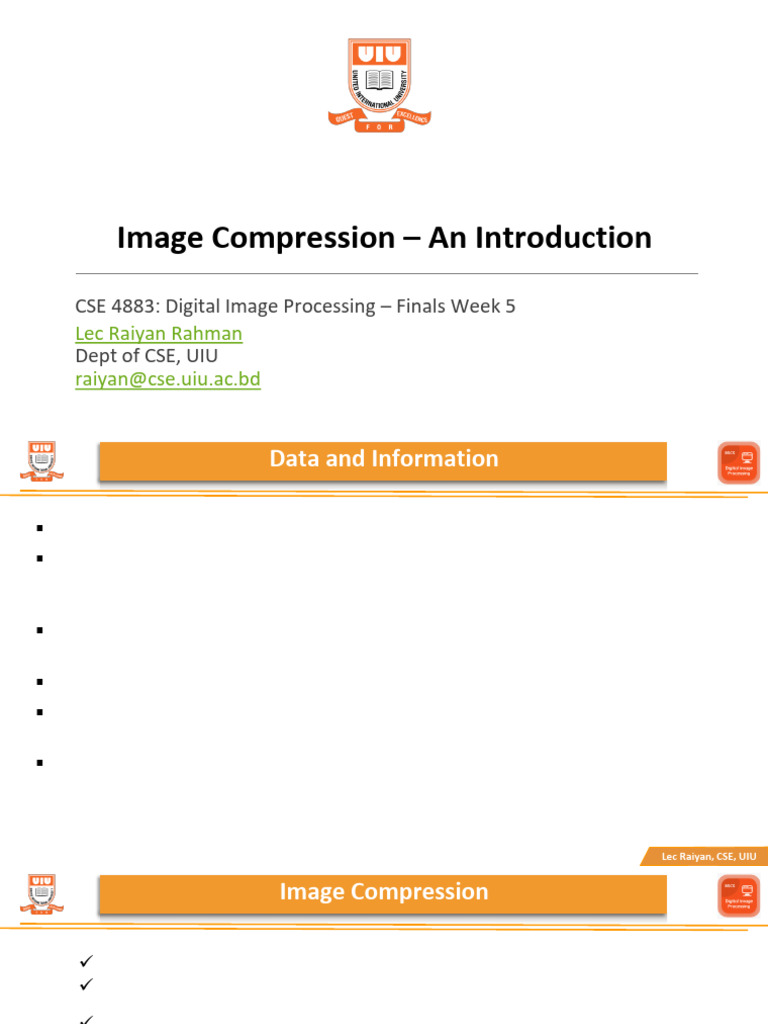 Week 5 - Image Compression | PDF | Data Compression | Digital Technology