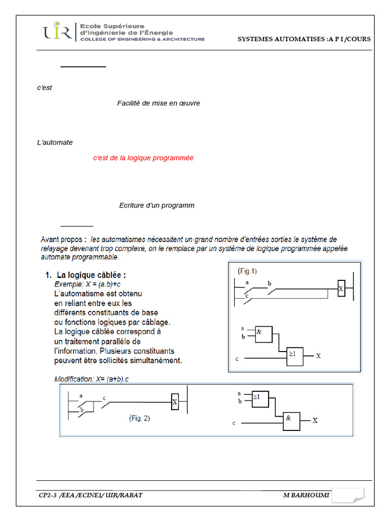 Introduction aux Automates Programmables API | PDF | Entrée/Sortie ...