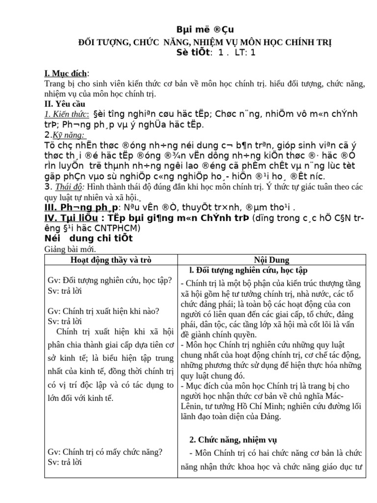 Giao An Chinh Tri Cao Dang Nghe | PDF