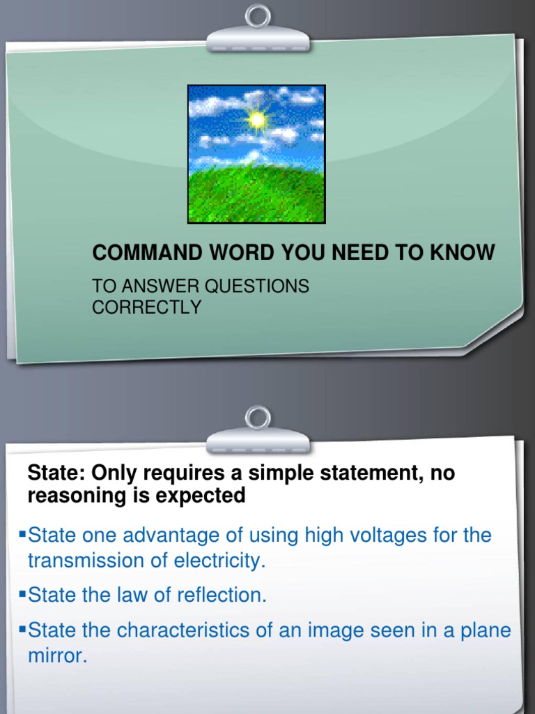 Command Word You Need To Know: To Answer Questions Correctly | PDF ...