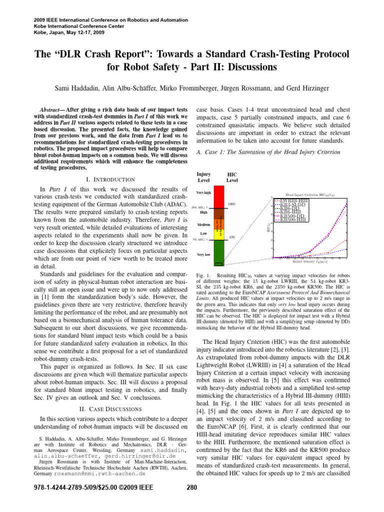Haddadin Et Al. - 2009 - The “ DLR Crash Report” Towards A ST 2 | PDF ...