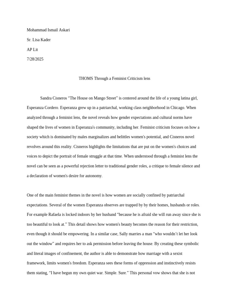AP LIT Summer Assignment | PDF | Equality Rights | Woman