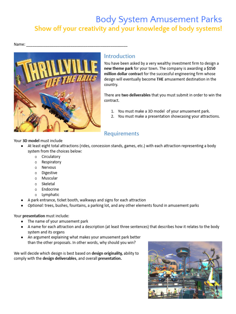 Body Systems Theme Park Design Project | PDF | Human Body | Heart