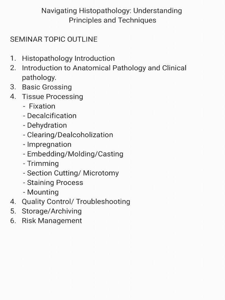 Histo - Seminar Topic Outline | PDF