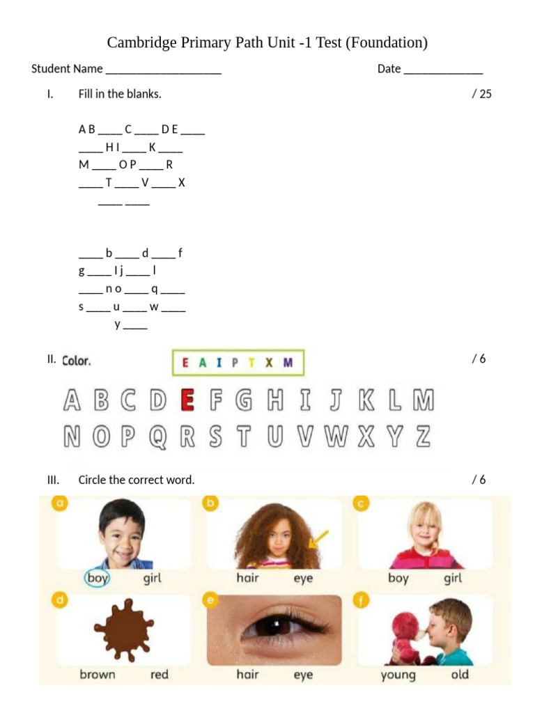 Cambridge Primary Path Foundation Test | PDF