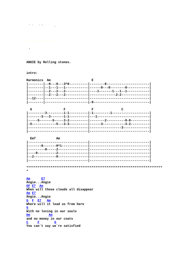ANGIE by Rolling Stones | PDF