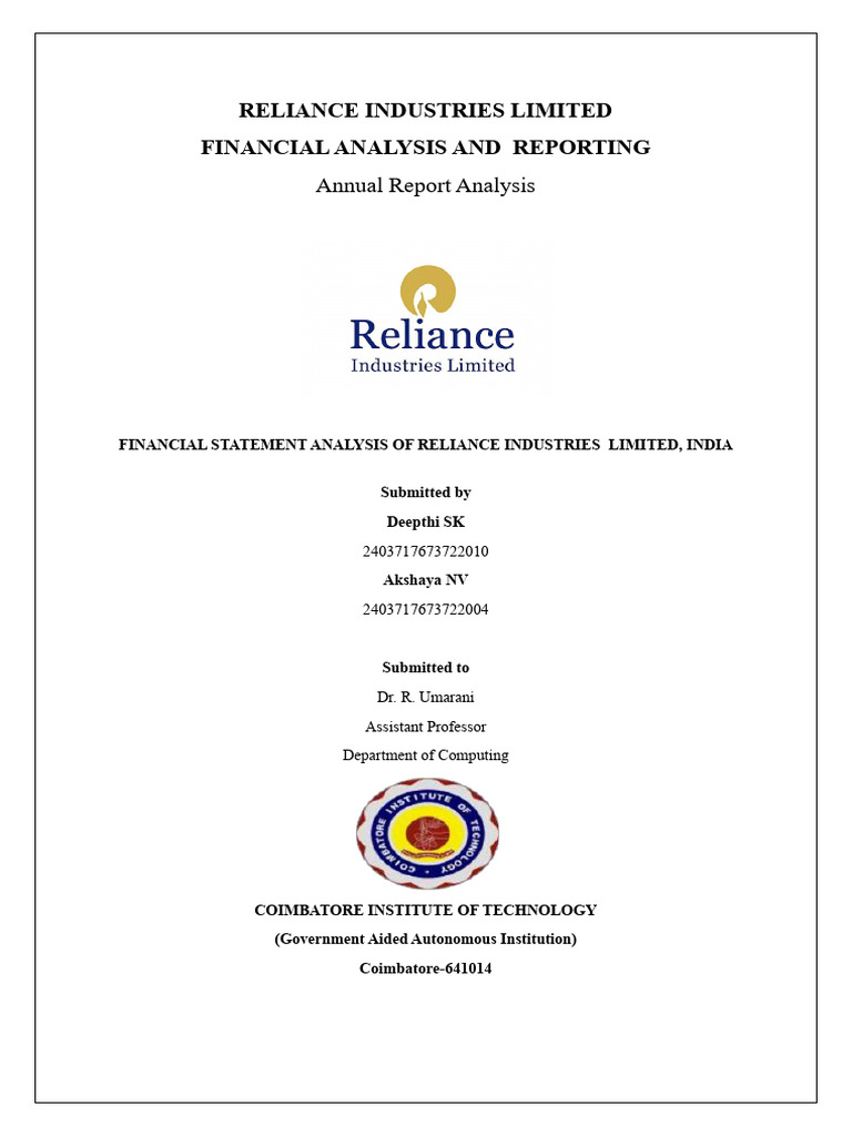 Reliance Industries Financial Analysis 2023 | PDF | Investing | Debt